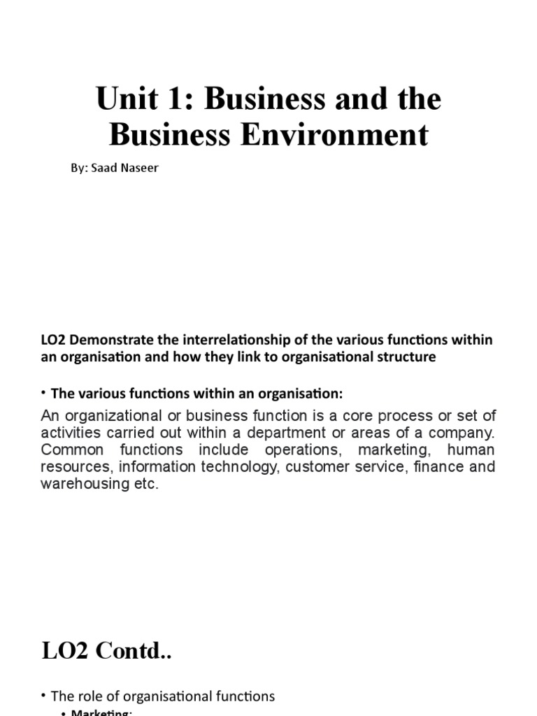 LO2 Unit 1 Business and Business Environment | PDF | Organizational Structure | Marketing