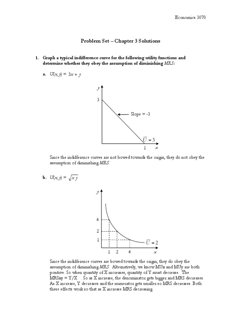 3070 PSet-ch3 Solutions | PDF | Utility | Marginal Utility 3070 PSet-ch3 Solutions | PDF | Utility | Marginal Utility