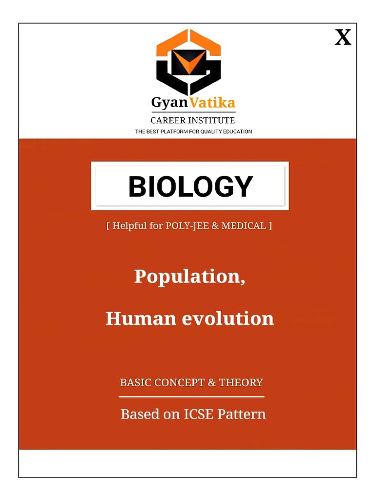 Population, Human Evolution C10 Bio ICSE GYAN Vatika | PDF