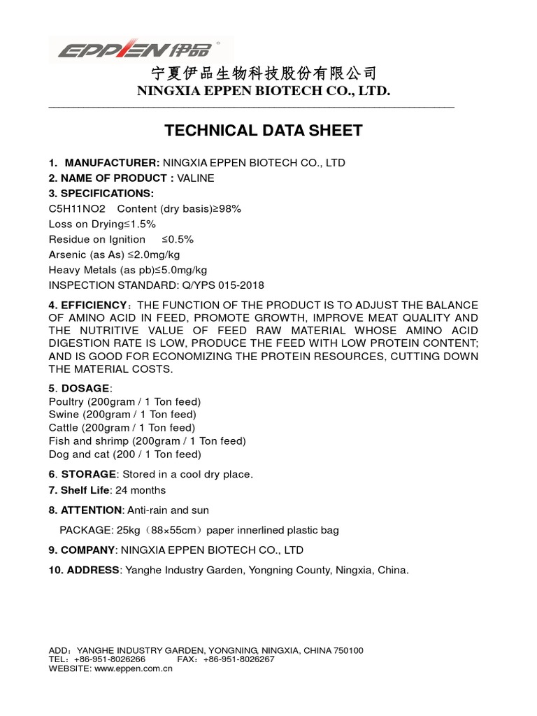 TDS Valine Eppen | PDF