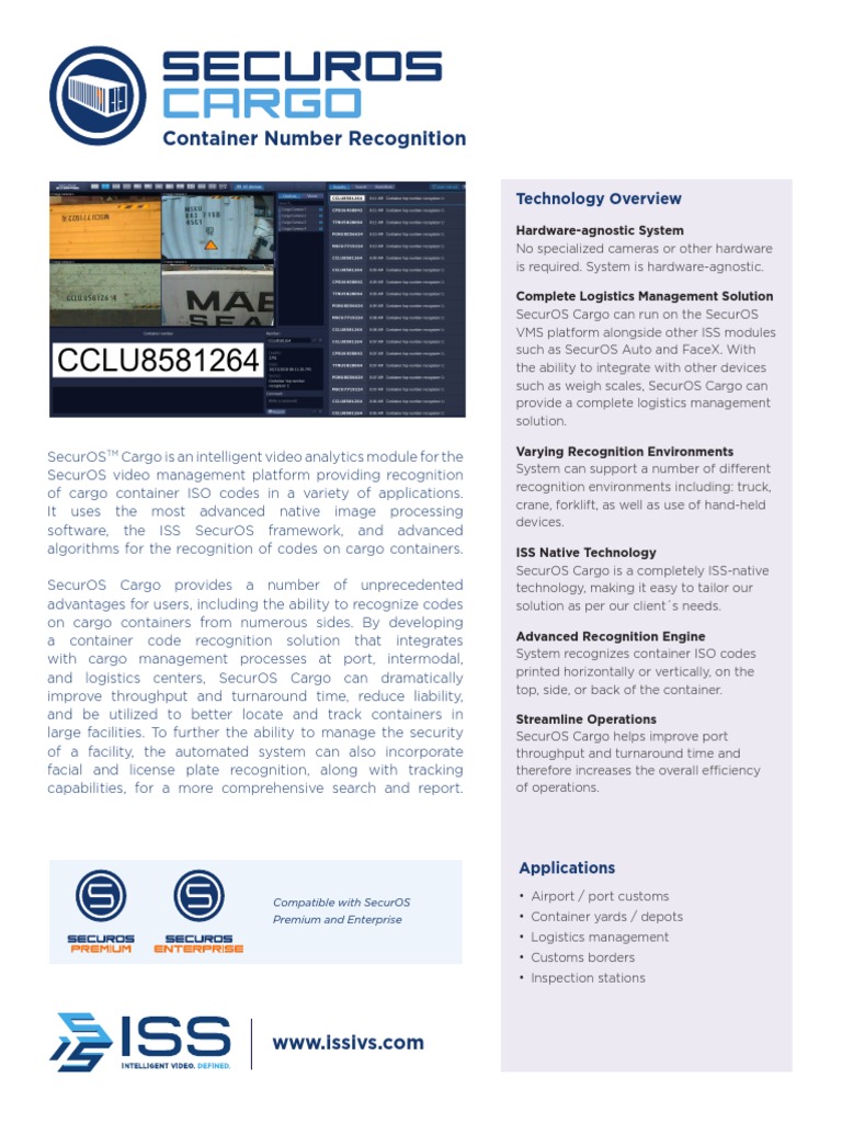 SecurOS Cargo Datasheet v.1.2 EN | PDF | Databases | Cargo