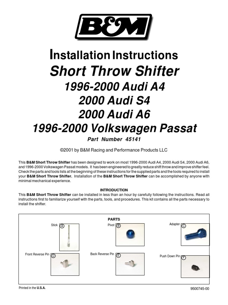 B&M Short Shifter Install | PDF