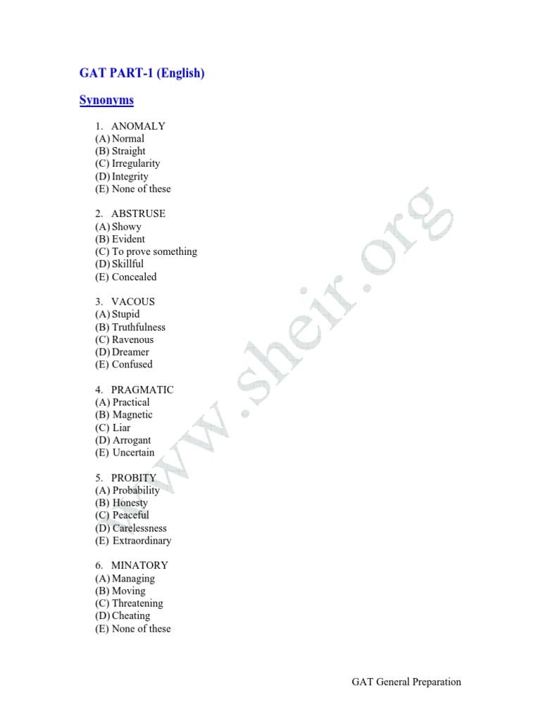 GAT Preparatory | PDF