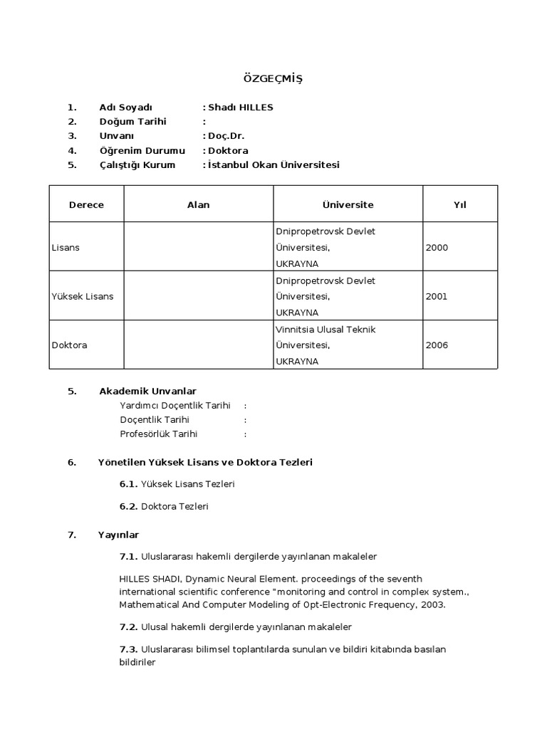Shadi Hilles CV TR | PDF