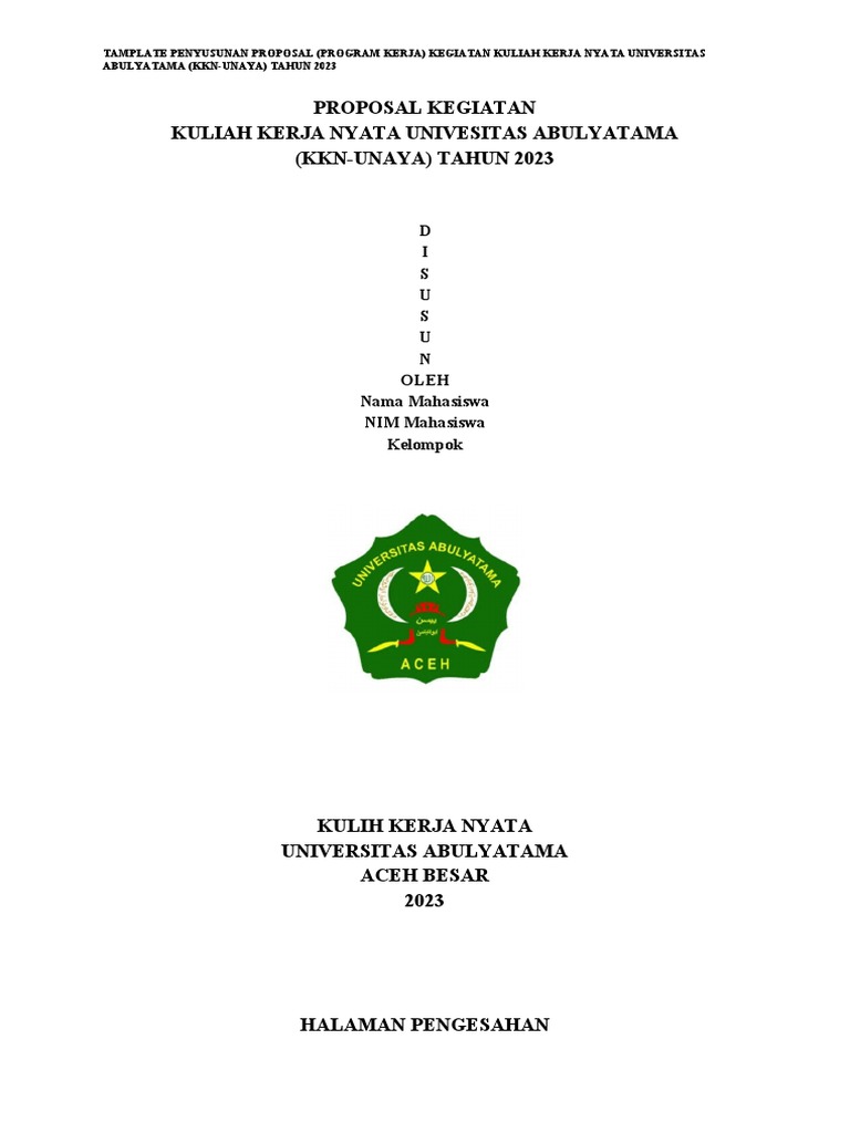 Tamplate Proposal Kegiatan KKN | PDF