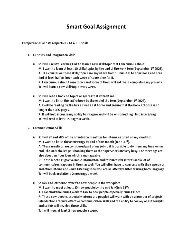 Smart Goal Assessment | PDF