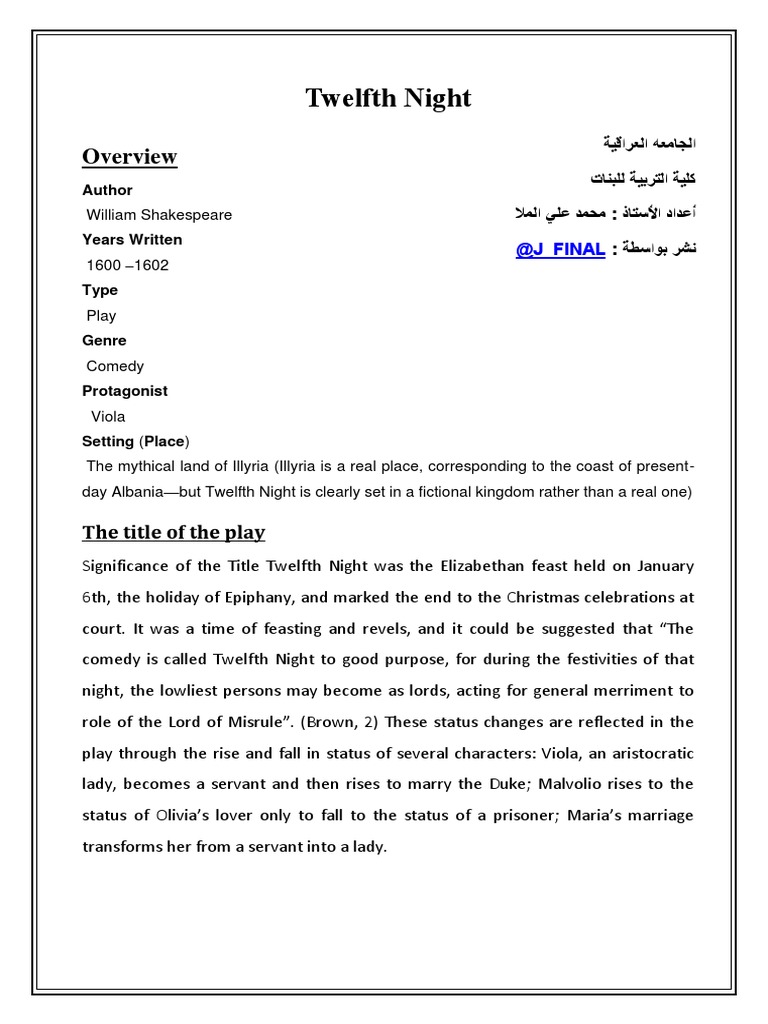 Twelfth Night Play | PDF