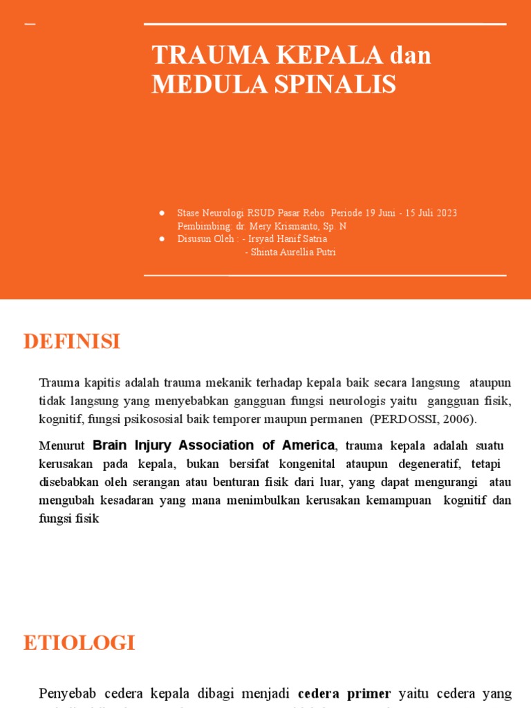 TRAUMA KEPALA Dan MEDULA SPINALIS | PDF