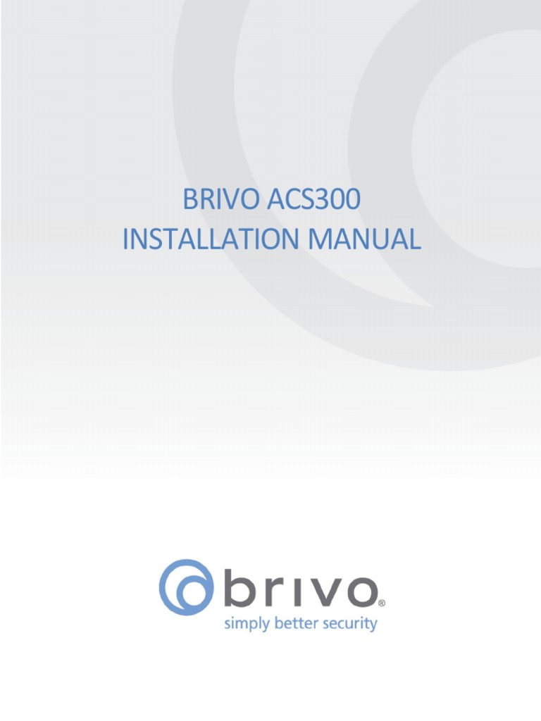 Brivo Acs300 Control Panel Installation Manual | PDF