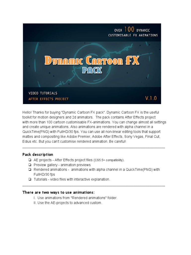 Dynamic Cartoon FX Help | PDF