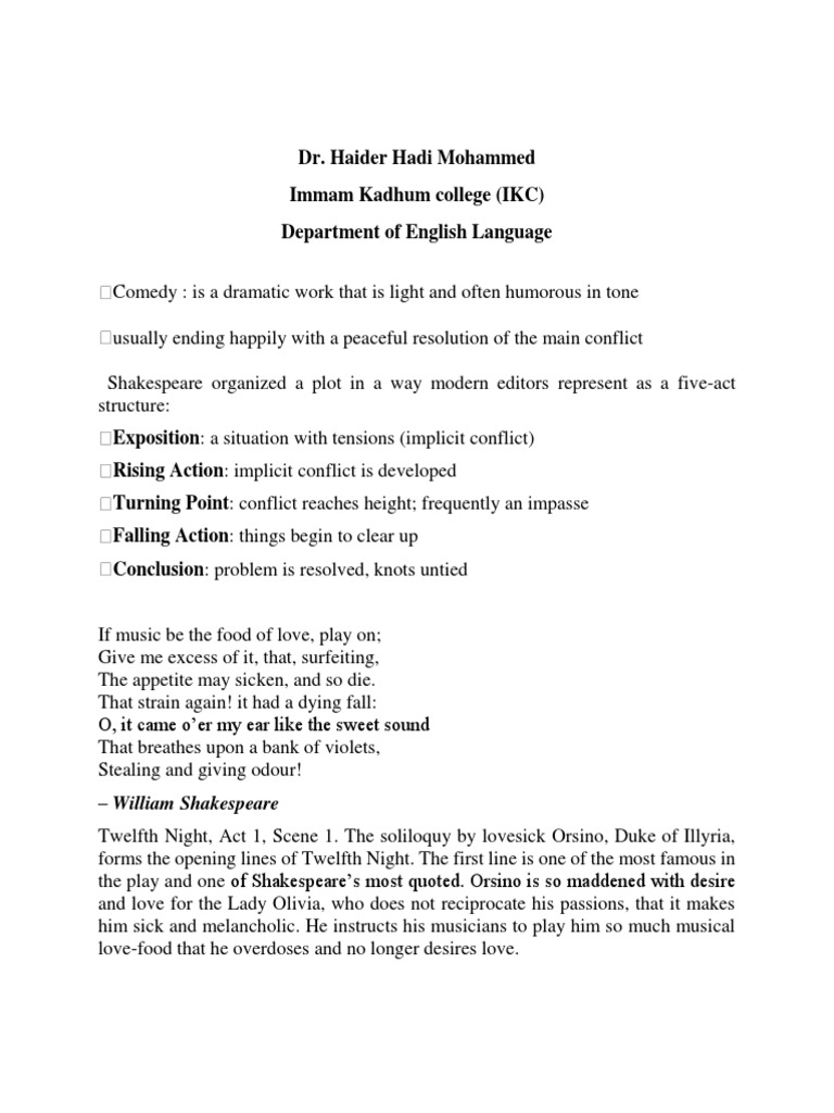 Twelfth Night Analysis, Explaination Quotations | PDF