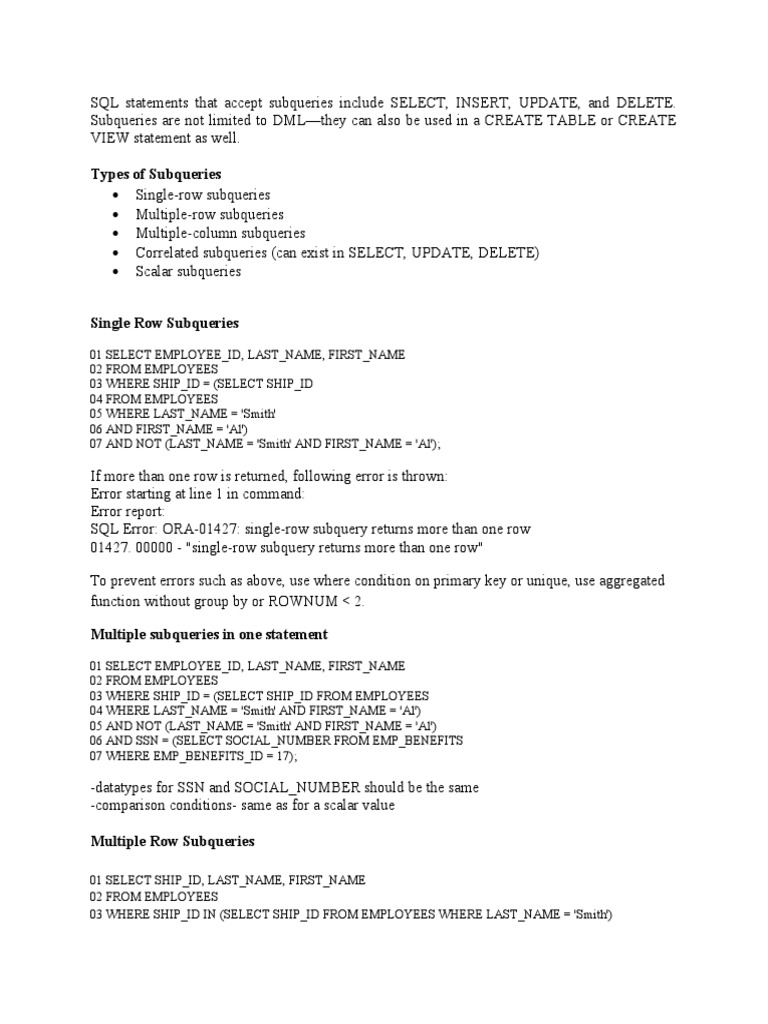 Sub Queries | PDF | Software Engineering | Data
