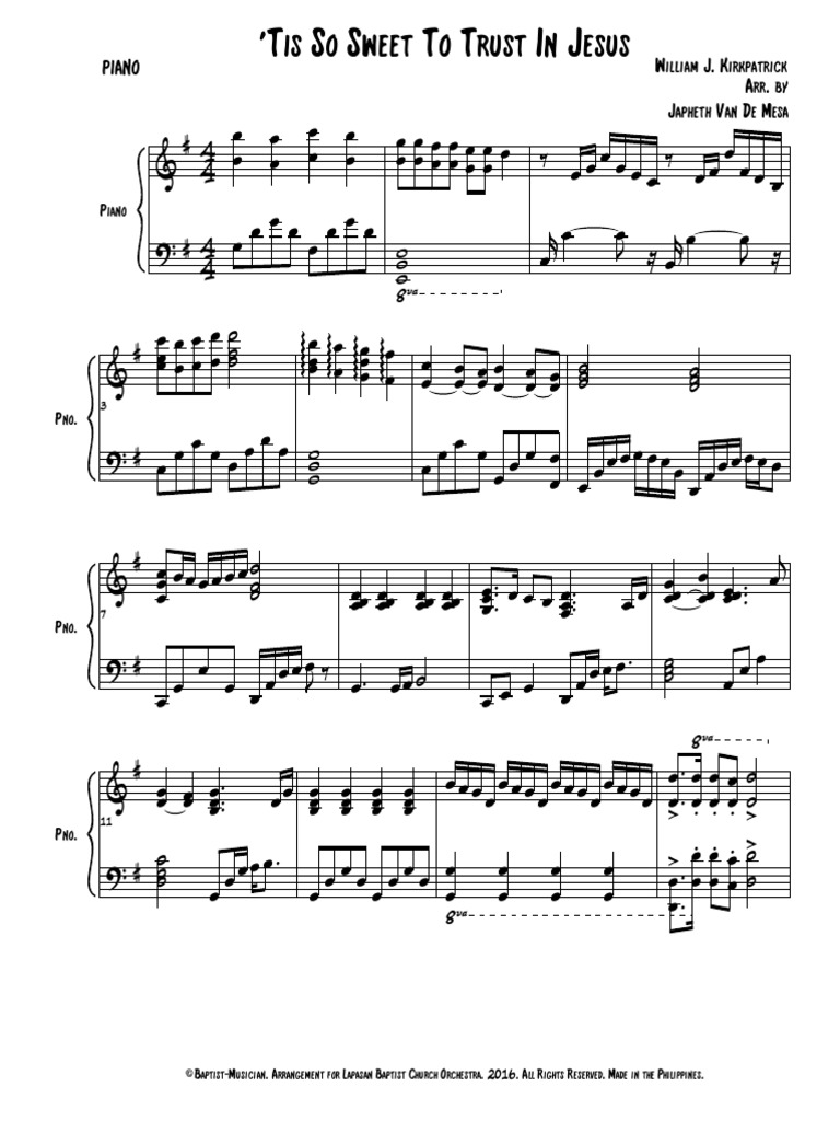 Tis So Sweet To Trust in Jesus Piano | PDF
