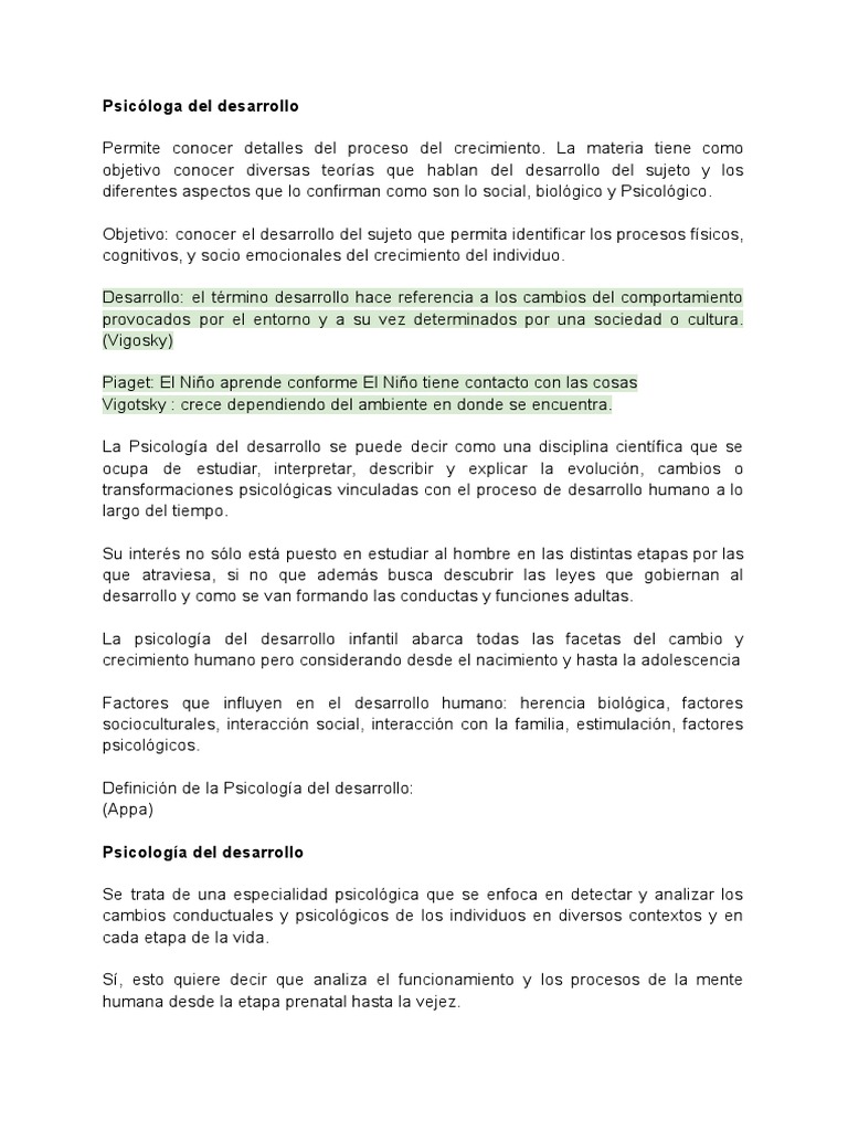 Psicologia Del Desarrollo 2 | PDF