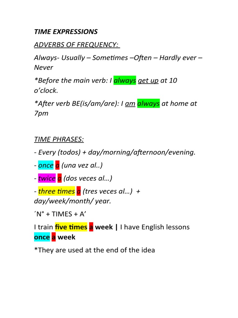 Time Expressions | PDF