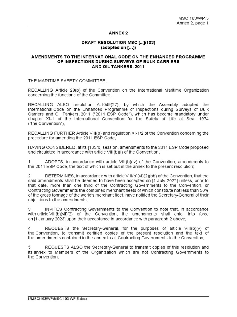 Amendments To ESP Code | PDF | Oil Tanker | Government