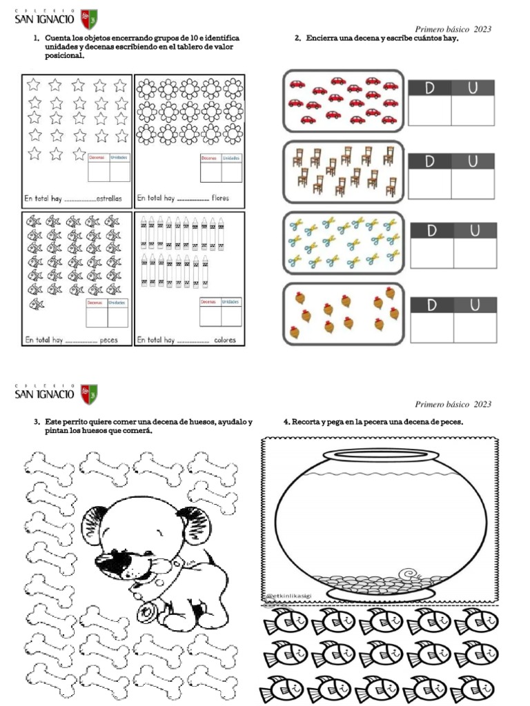 Actividades de decenas para primero básico | PDF | Hogar, jardinería y ...