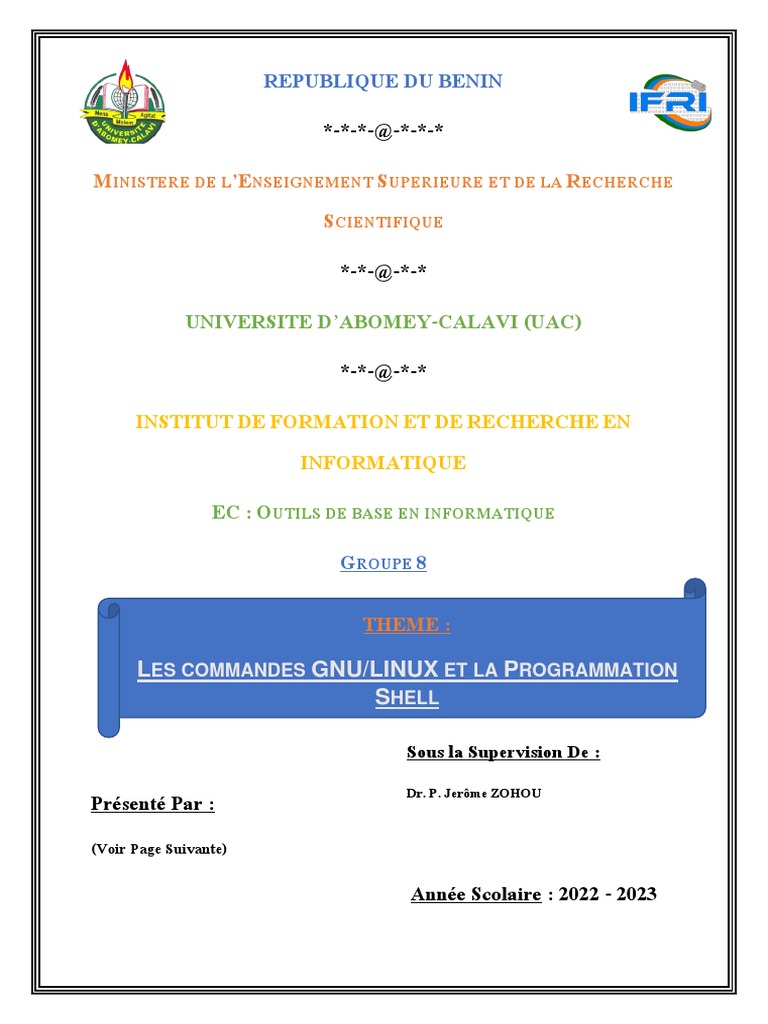 Exposé Sur Les Commandes Gnulinux Et La Programmation Shell Pdf 