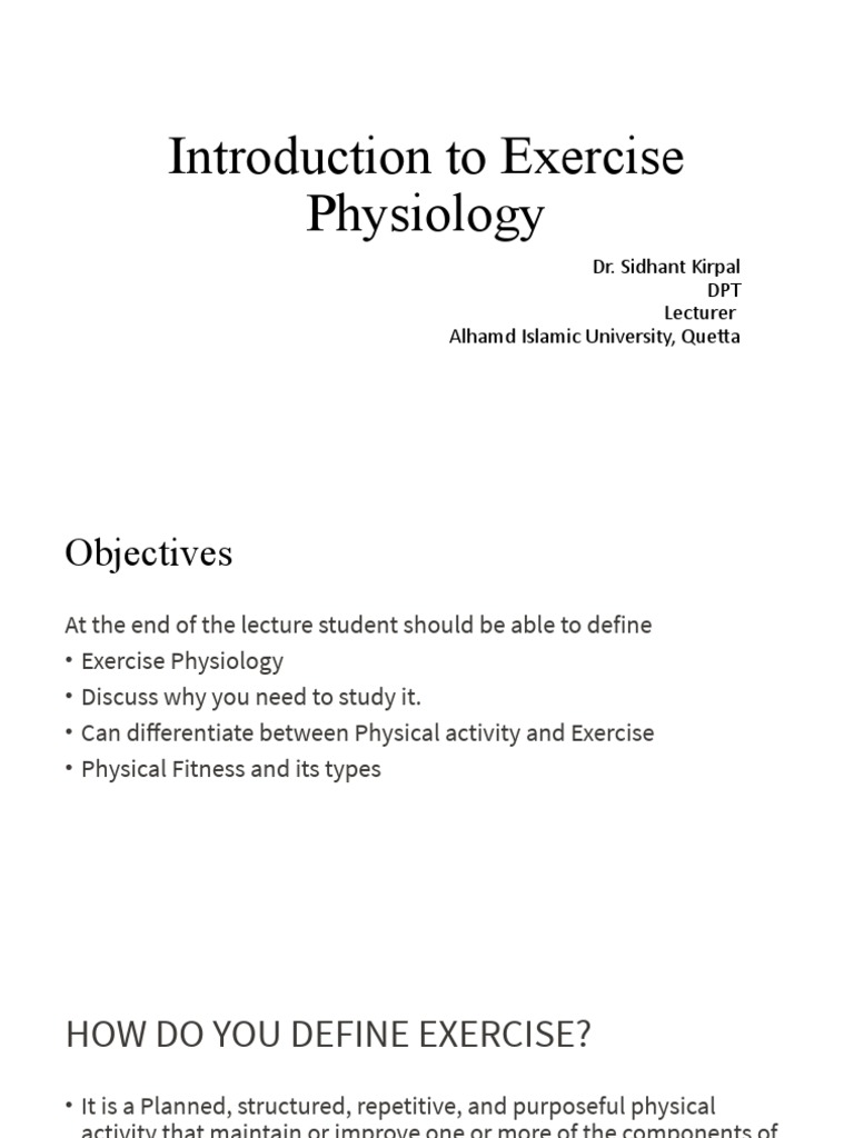 Introduction To Exercise Physiology | PDF