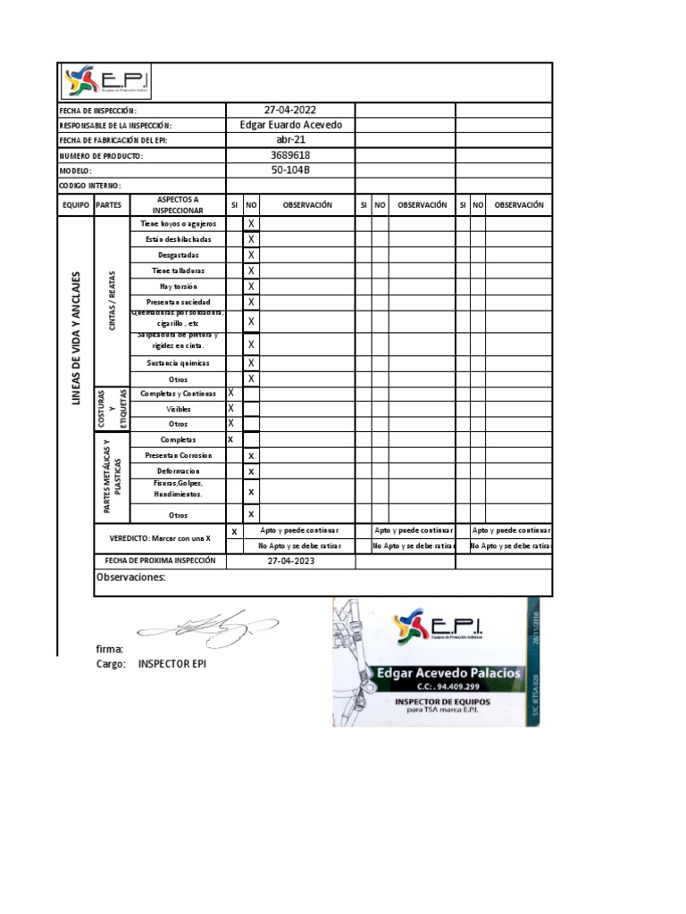 Form Insp Epi LV 3689618 | PDF