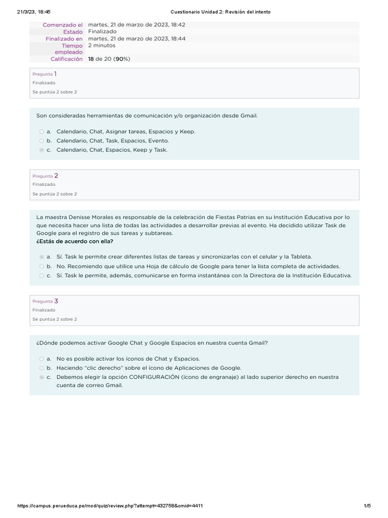 Cuestionario Unidad 2 - Revisión Del Intento | PDF | Chat en linea | Gmail Cuestionario Unidad 2 - Revisión Del Intento | PDF | Chat en linea | Gmail