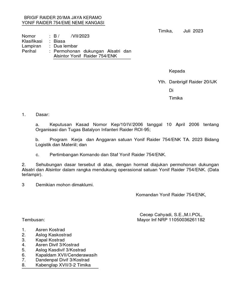 Pengajuan Alsatri Dan Alsintor Juli 2023 OK | PDF