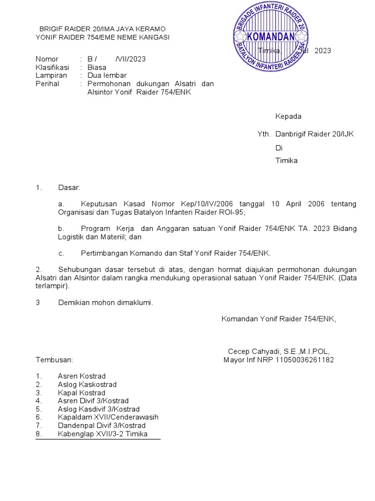 Pengajuan Alsatri Dan Alsintor Juli 2023 OK | PDF