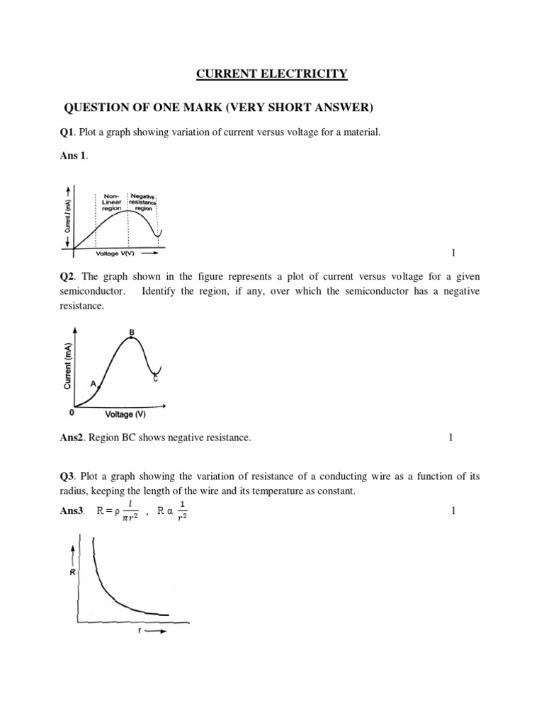 QUESTION-BANK - (1) Current Electricity | PDF