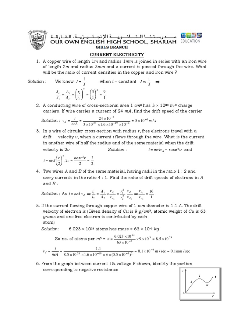 Current Electricity Questions & Solutions | PDF
