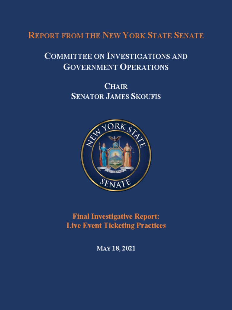 Nys Senate Igo Committee Report - Live Event Ticketing Practices | PDF ...