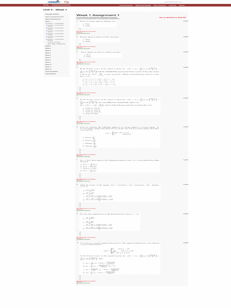 Week - 11 - Assignment - 11 - Analog Communication | PDF