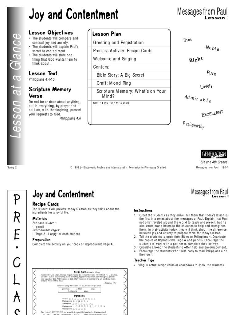 Joy and Contentment Kids Kingdom Lesson | PDF