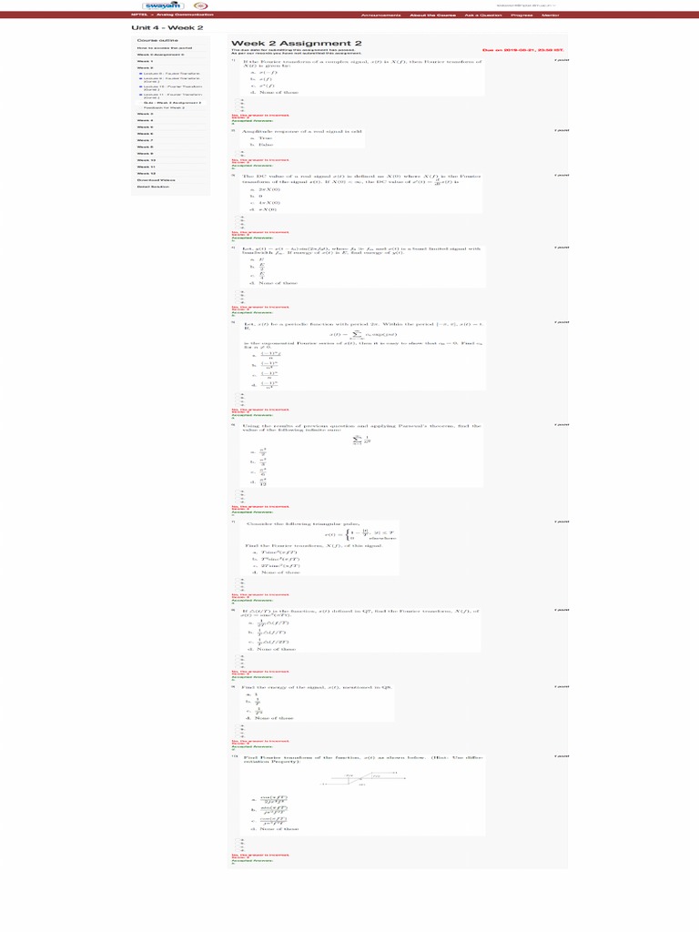 Week - 12 - Assignment - 12 - Analog Communication | PDF