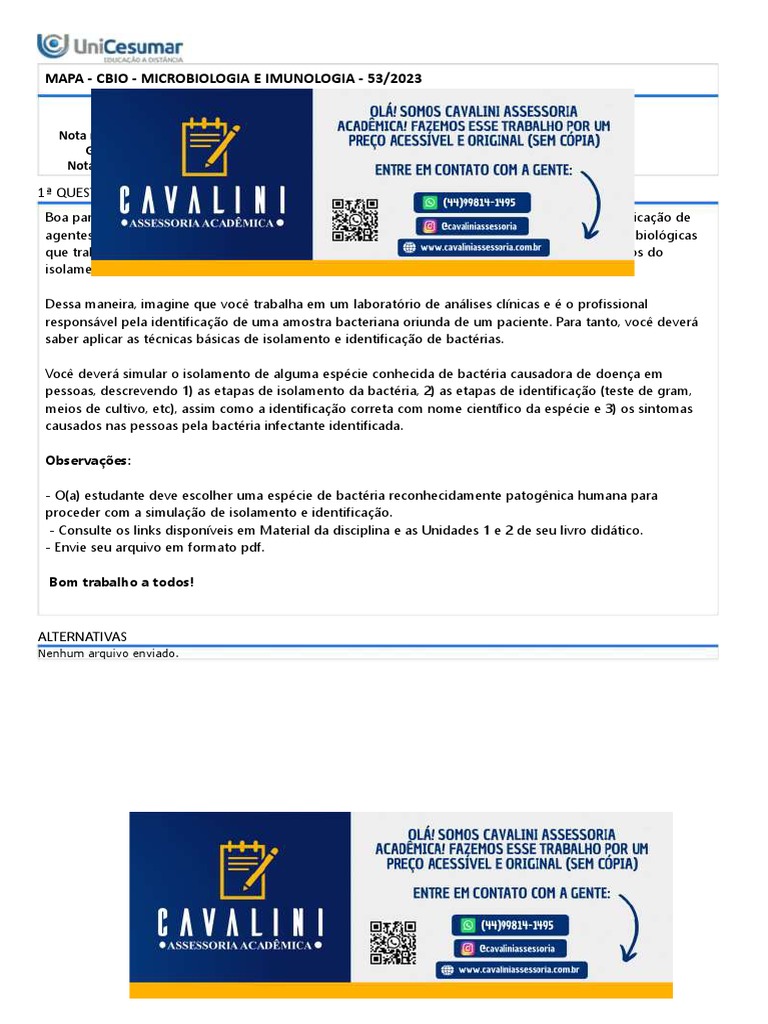 Mapa - Cbio - Microbiologia e Imunologia - 53-2023 | PDF | Autoajuda ...