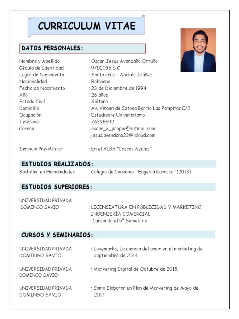 CURRICULUM VITAE JESUS aVENDAÑO 2 | PDF