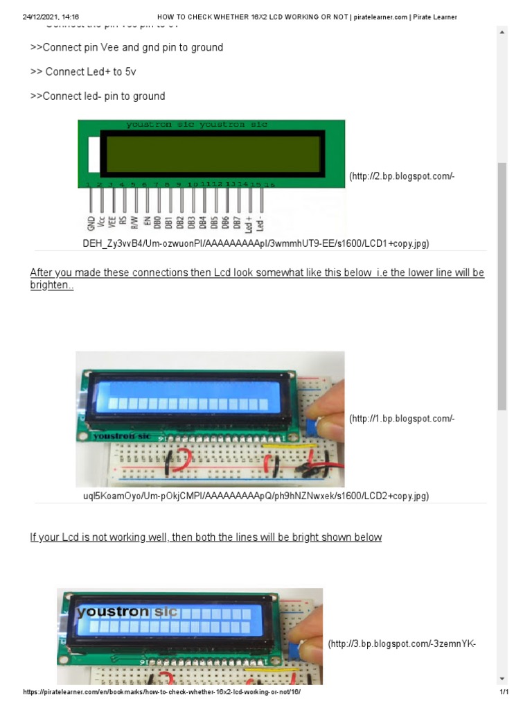 How To Check Whether 16X2 LCD Working or Not | PDF