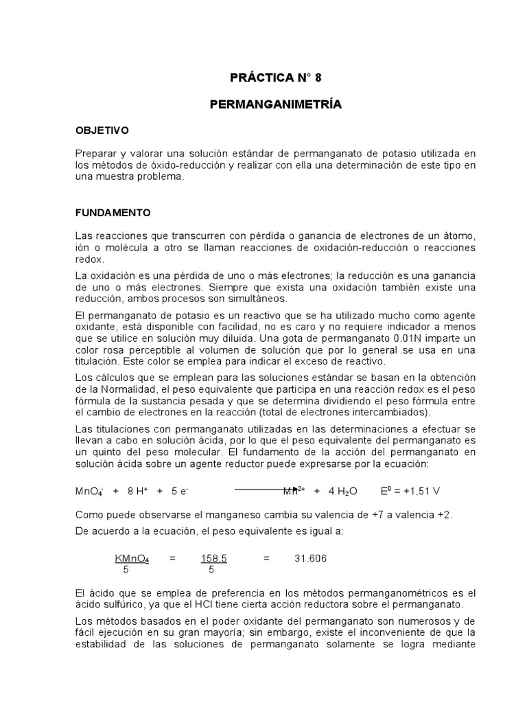 Practica No.8 Redox-1 | PDF
