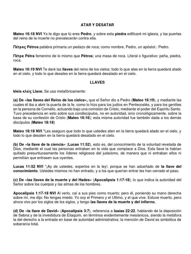 Atar y Desatar | PDF | Evangelio de Mateo | San Pedro