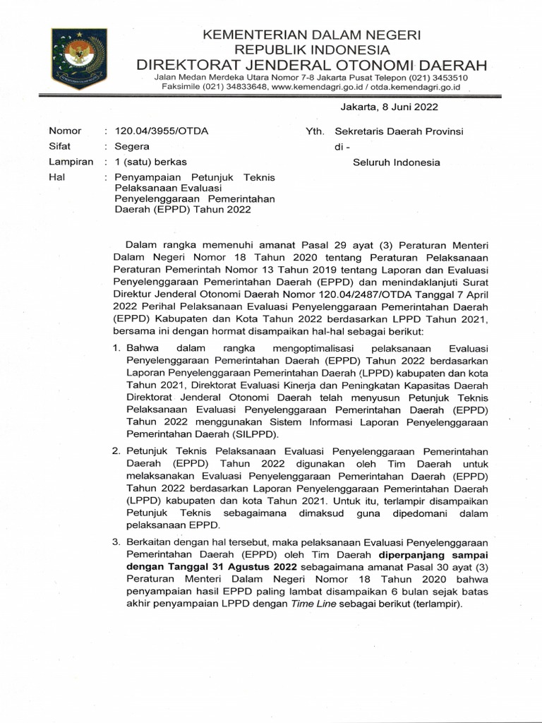 SE Dan Petunjuk&Pedoman Pelaksanaan EPPD Tahun 2022 | PDF | Teknologi & Rekayasa