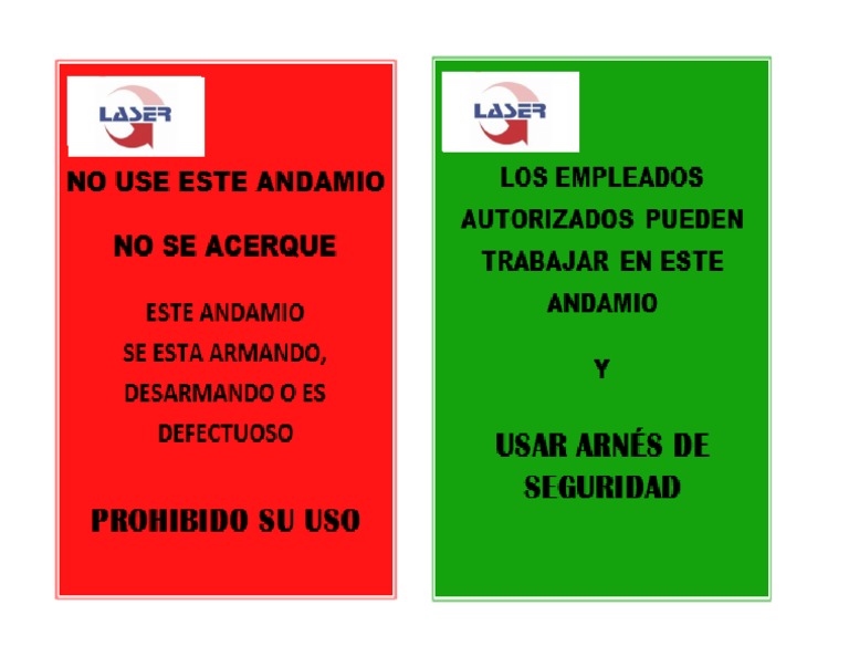 Tarjetas Verde y Roja de Andamios | PDF