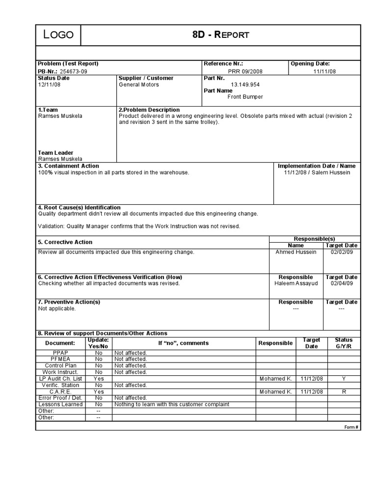 8D Report-English | PDF