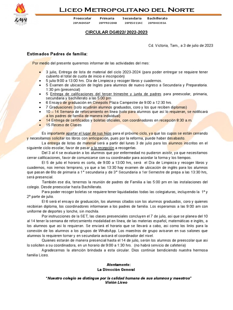 Circular 22 2022-2023 Alumnos | PDF