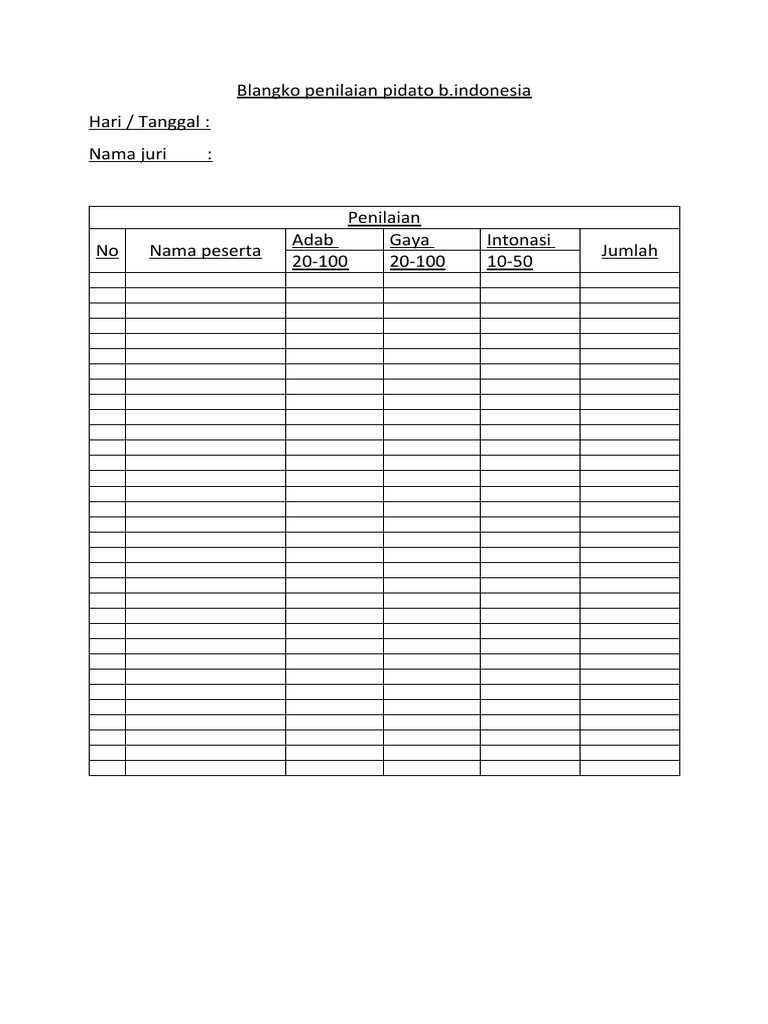 Format Penilaian Pidato | PDF