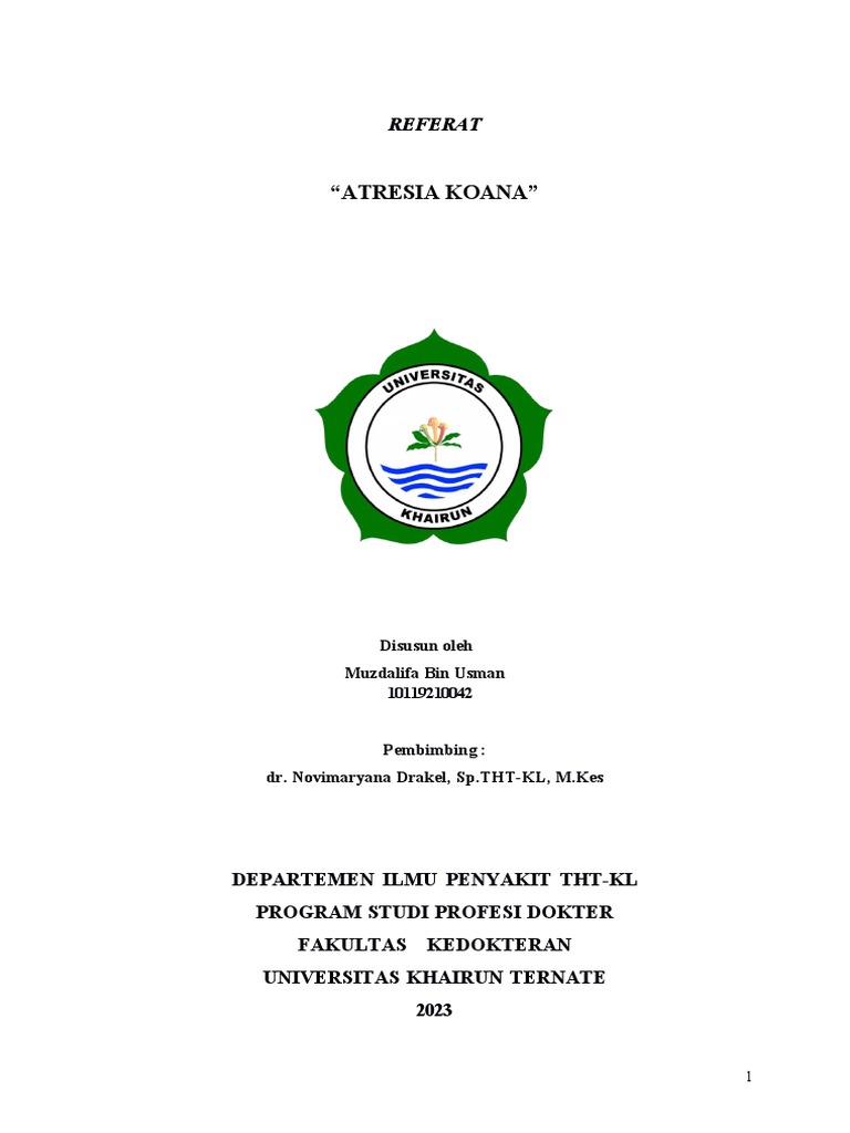 Atresia Koana: Definisi dan Epidemiologi | PDF