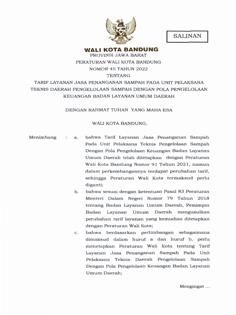 SLN Perwal 45 Tahun 2022 | PDF