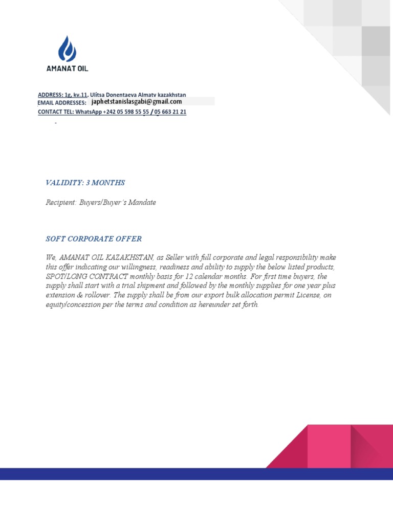 Amanat Oil Kazakhstan Fco | PDF