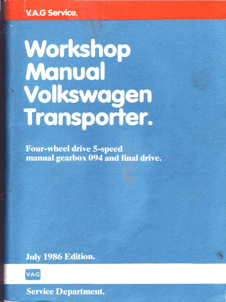 VW Transporter 80-92-4WD 5-Speed Manual Gearbox 094 | PDF