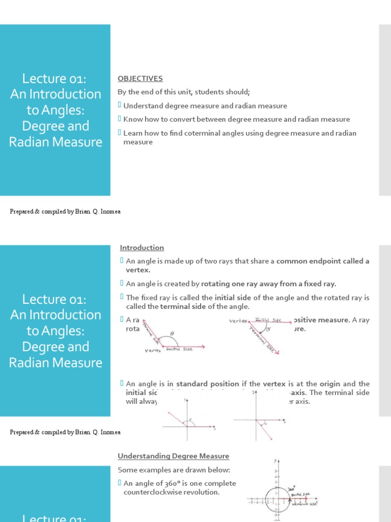 MTH515 LECTURE 01 - Introduction To Angles | PDF | Angle | Mathematical Concepts