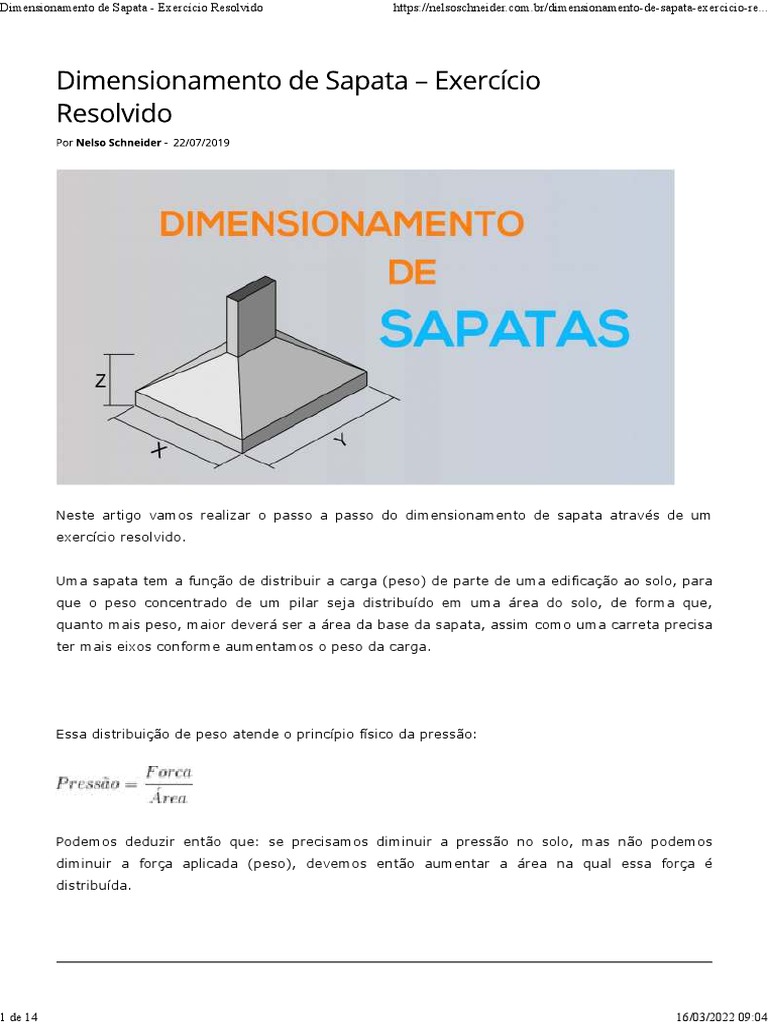 Cálculo de Sapata | PDF