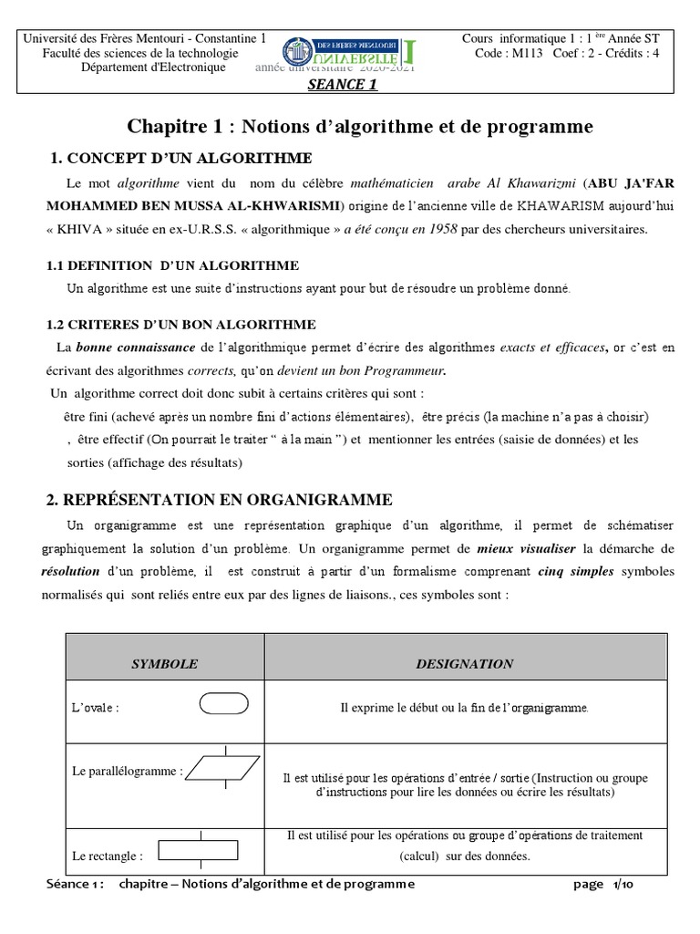 Informatique1_Mezhoud | PDF